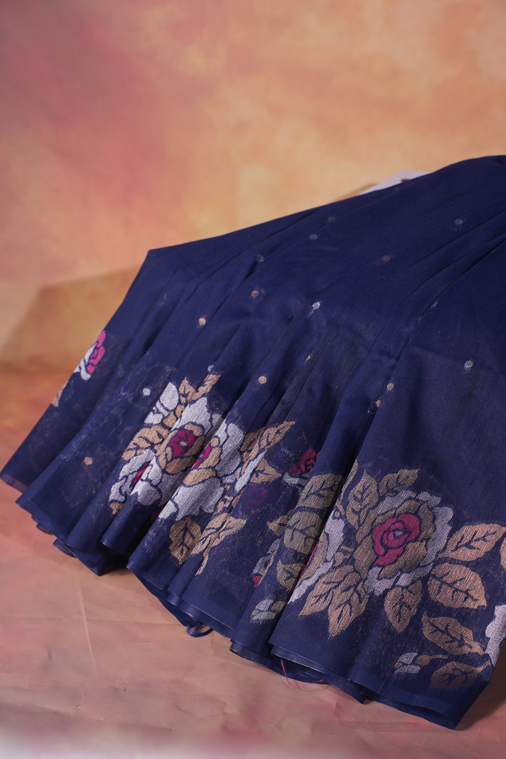 "Utsav Banaras 203" Banarasi Navy Blue Tusser Silk Saree – Vandana ...